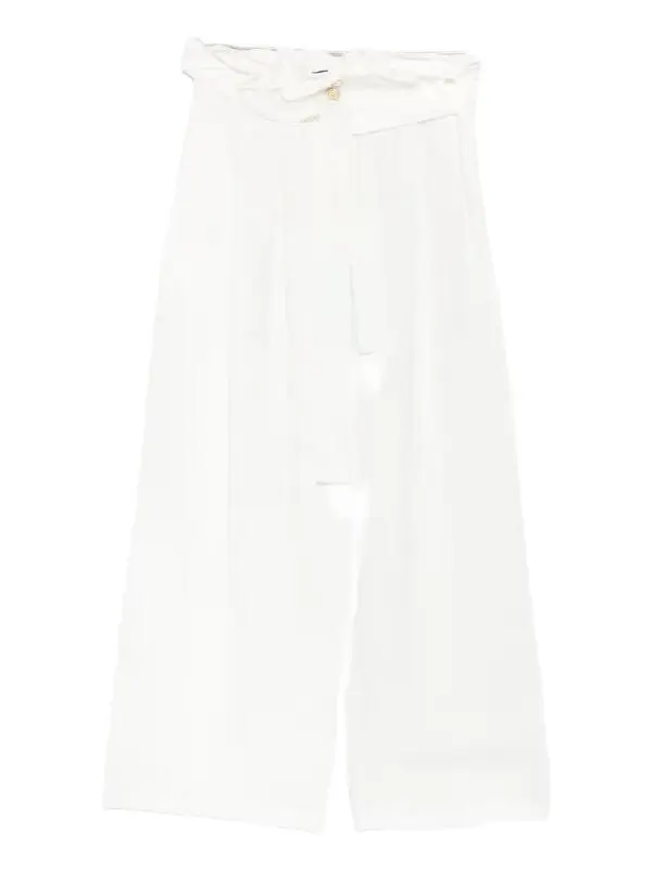 Pinko Belted Wide Leg Trousers - White
