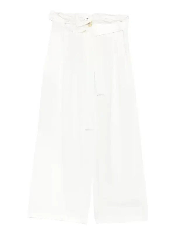 Pinko Belted Wide Leg Trousers - White