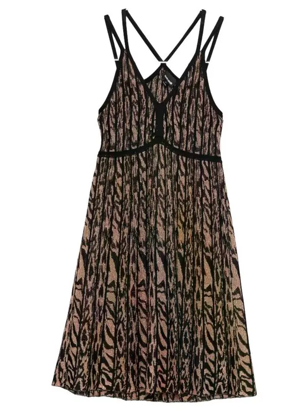Just Cavalli V-neck Mini Dress - Brown