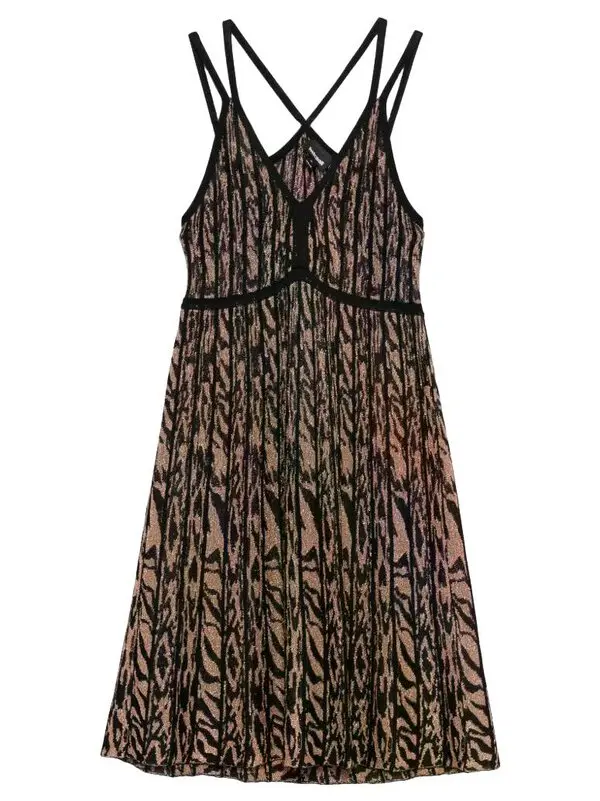 Just Cavalli V-neck Mini Dress - Brown