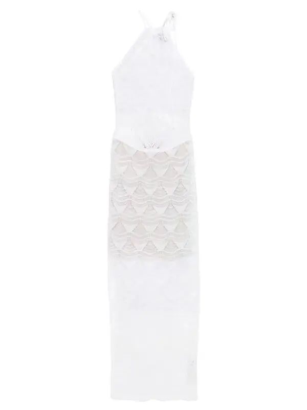 Just Cavalli Tie-neck Pattern Dress - White