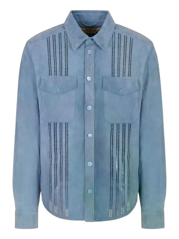 Marni Suede Shirt With Cut-out Detailing - Blue
