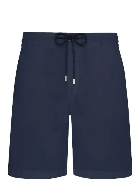 Vilebrequin Solid Satin Cotton Elastic Waist Bermuda Shorts - Blue