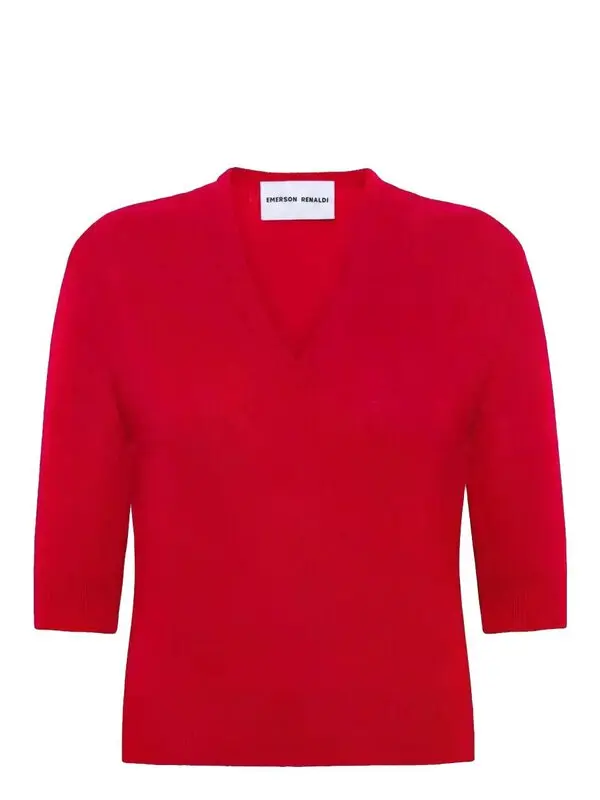 EMERSON RENALDI V-neck 3/4 Sleeve Sweater - Red