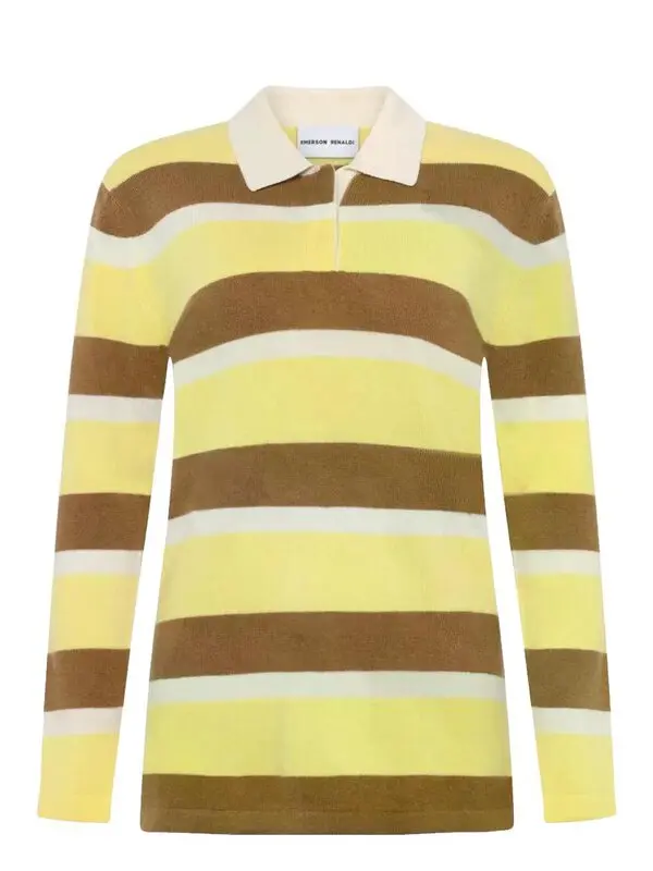 EMERSON RENALDI Striped Collared Polo Shirt - Yellow