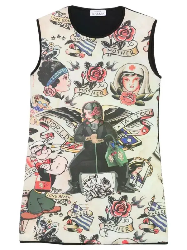 THE ARTISTYLIST Graphic-print Mini Dress - Neutrals