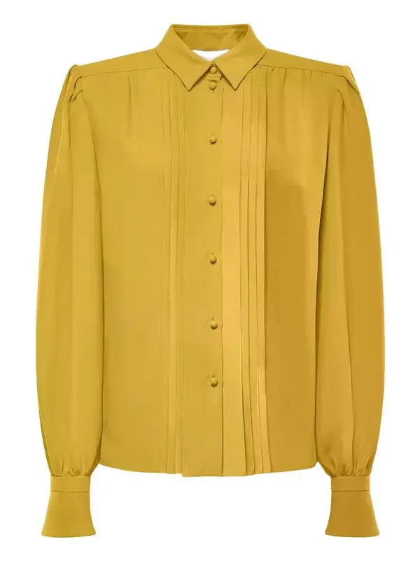 Valentino Garavani Cady Couture Shirt With Pleating And Padded Shoulders - Yellow
