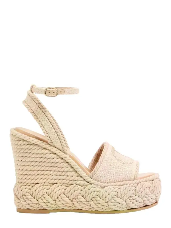 Valentino Garavani Vlogo Torchon Wedge Sandal - Neutrals