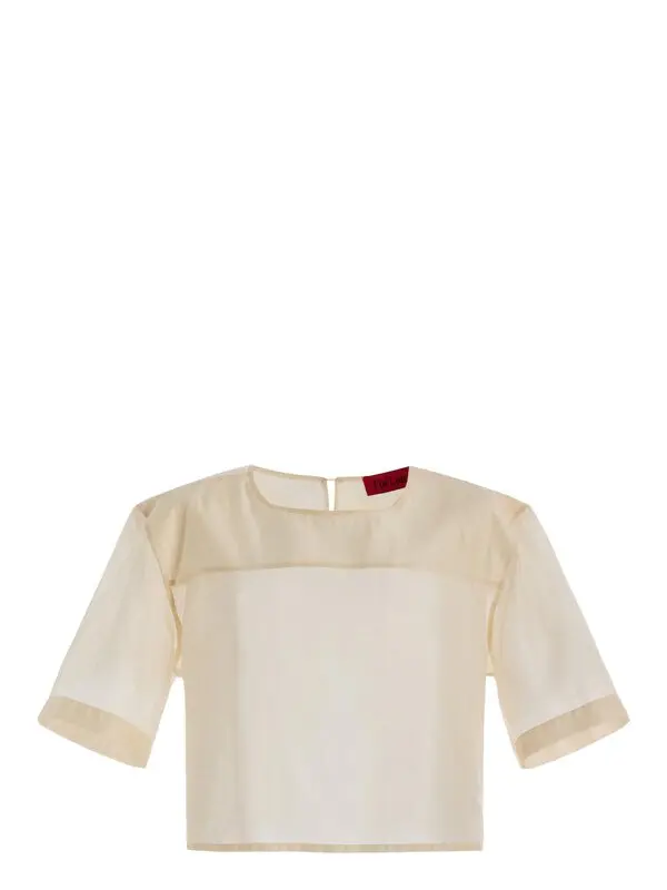 THE LATEST Dulce Cropped Muslin Top - White