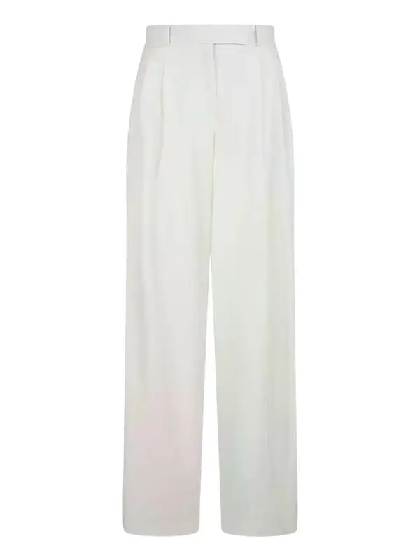 Elie Saab Gabardine Pleated Trousers - White