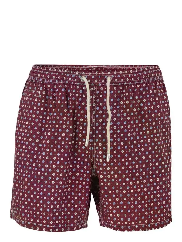 MC2 SAINT BARTH Micro-print Drawstring Swim Shorts - Red