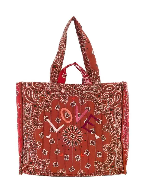 CALL IT BY YOUR NAME Maxi Cabas Quilted Tote Bag - Red