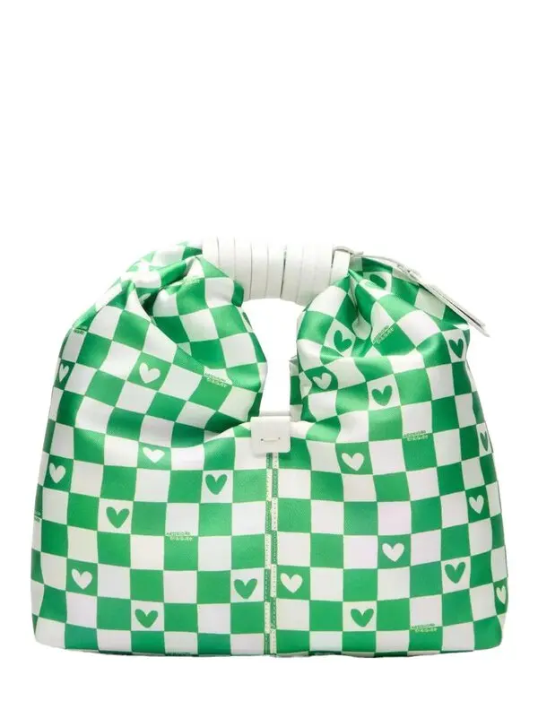 Casadei X Enriquez Heart Print Checkerboard Tote Bag - Green