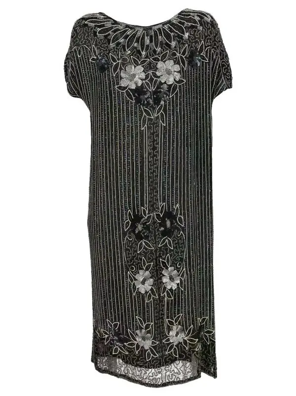 EMILIO SCHUBERT VINTAGE 2019 Floral Sequin Dress - Black