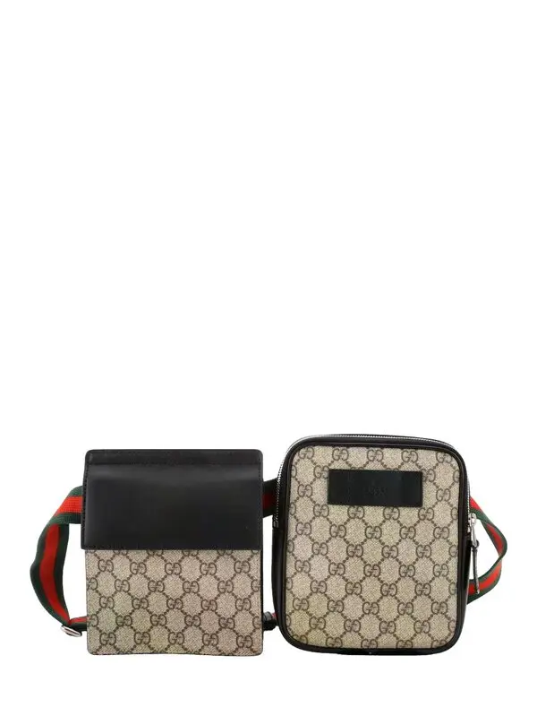 Gucci Gg Coated Canvas With Leather Belt Bag - Black