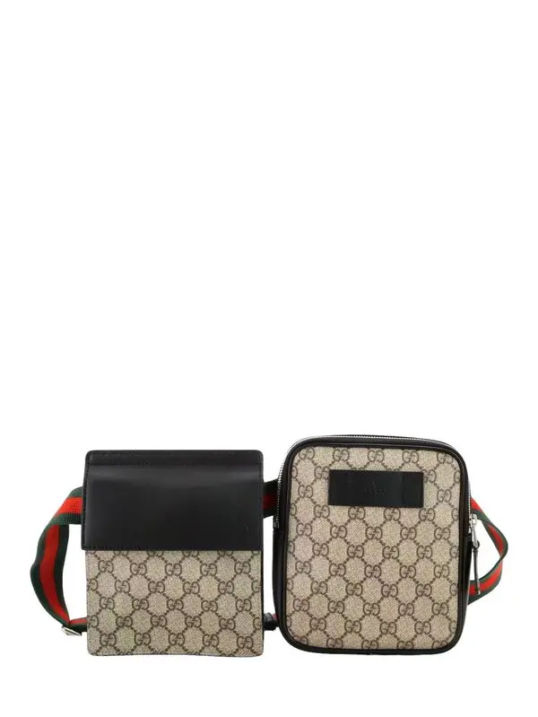 Gucci Gg Coated Canvas With Leather Belt Bag - Black