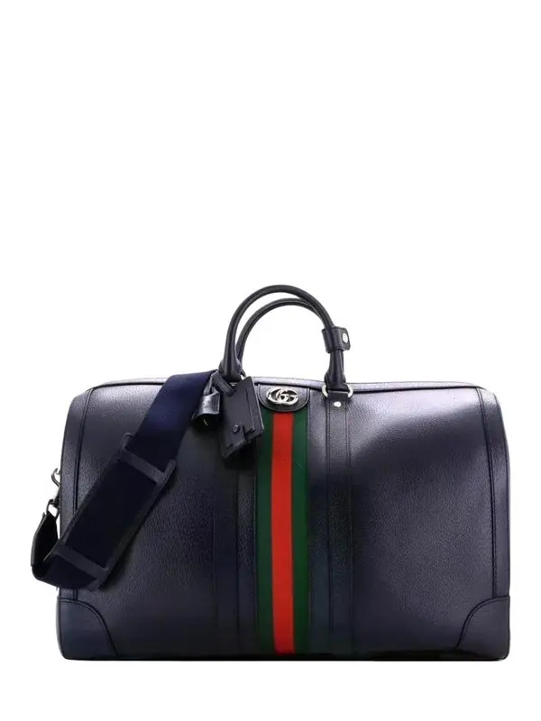 Gucci Savoy Web Convertible Duffle Bag Leather Large - Blue