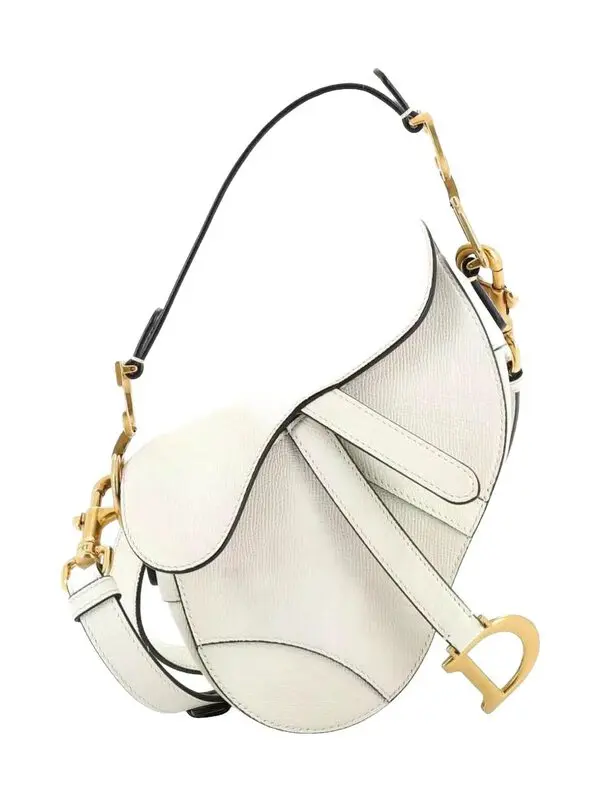 Dior Saddle Handbag With Strap - White