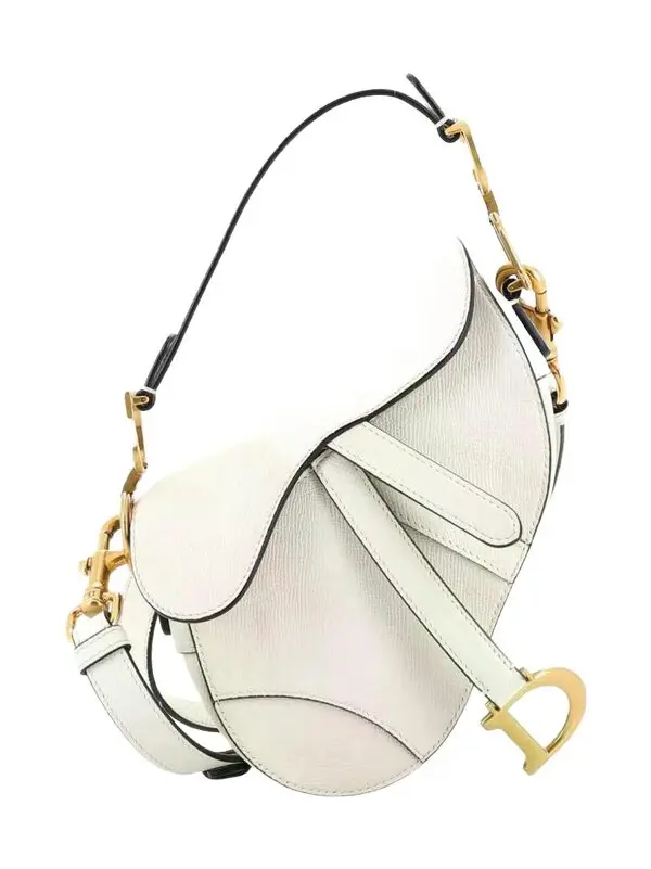 Dior Saddle Handbag With Strap - White