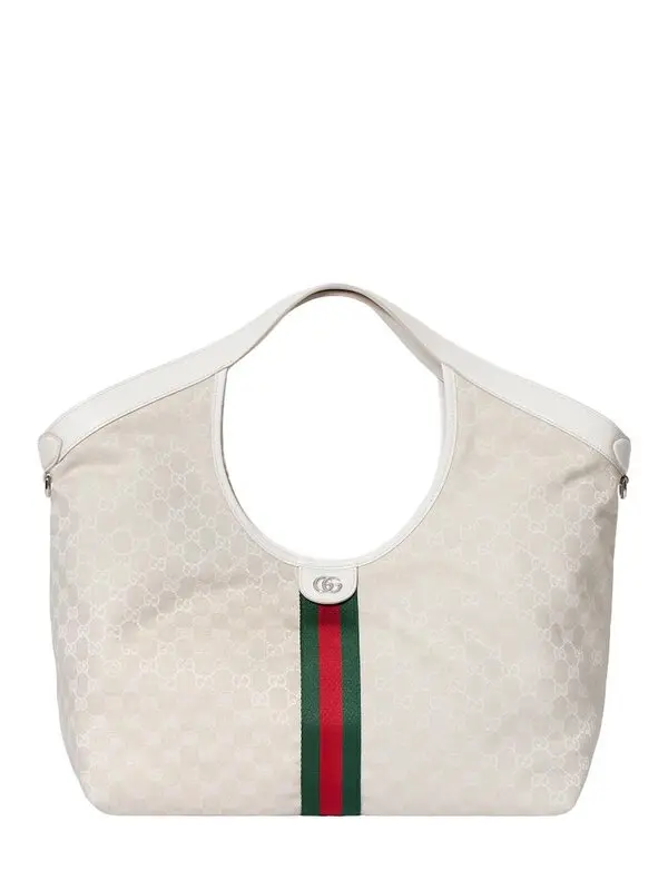 Gucci Giglio Large Tote Bag Gg Canvas - White