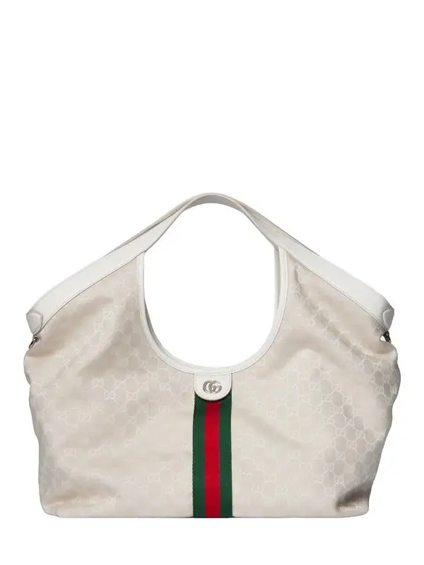 Gucci Giglio Large Gg Canvas Tote - White