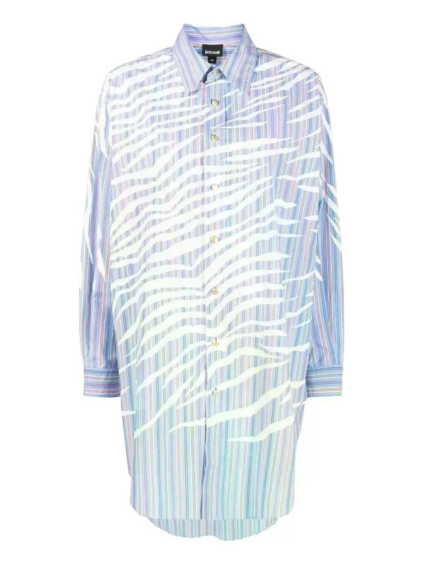 Just Cavalli Tiger-print Long-sleeve Shirt - Blue