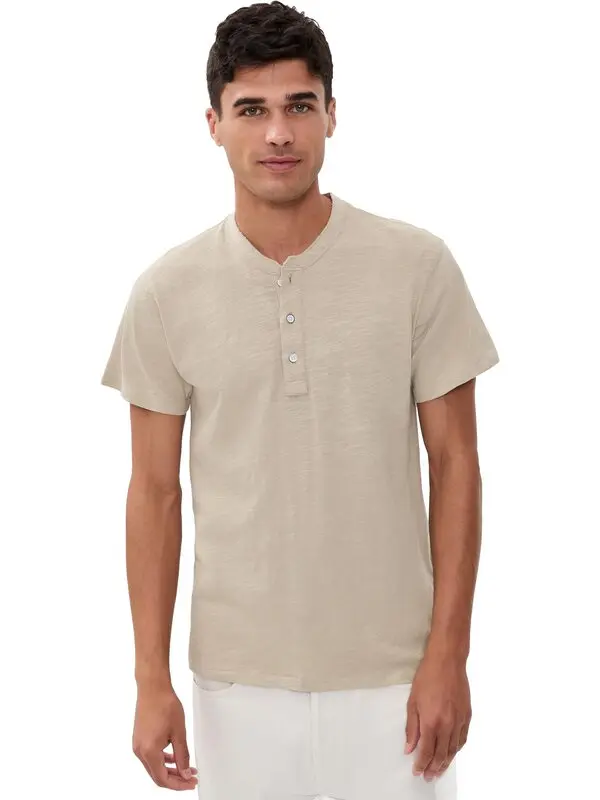 Rag & Bone Classic Flame Short Sleeve Henley Tee - Taupe