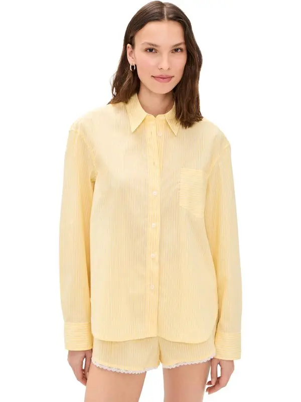 Good American Poplin Classic Boxy Shirt - Butterbeam Stripe
