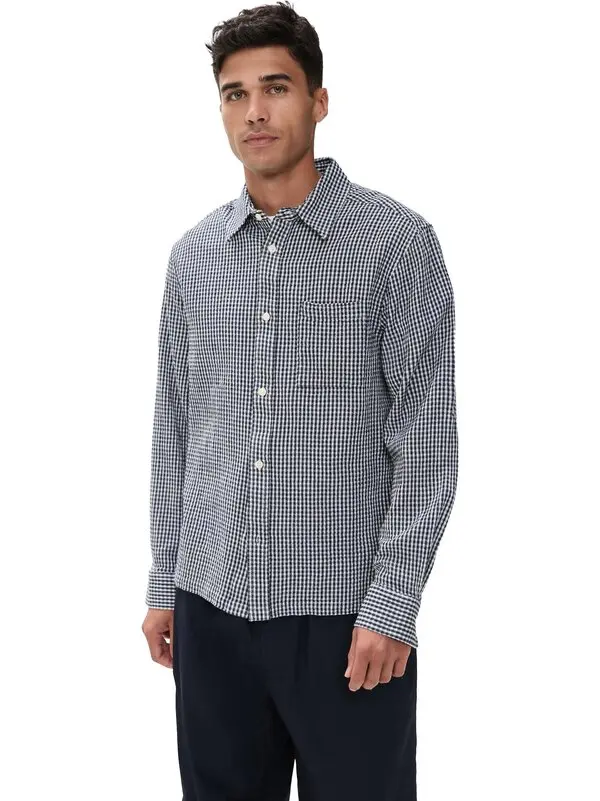 FAR AFIELD Gingham Costa Shirt - Navy