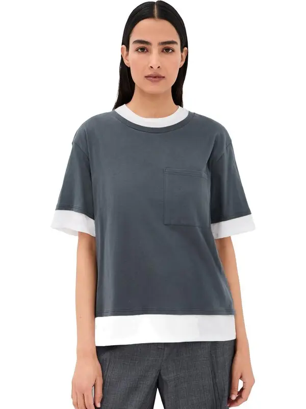 TWP Double Layered Tee - Charcoal/white