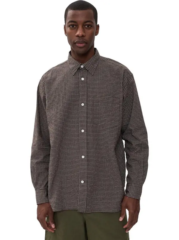 Norse Projects Espevik Check Oversized Shirt - Taupe