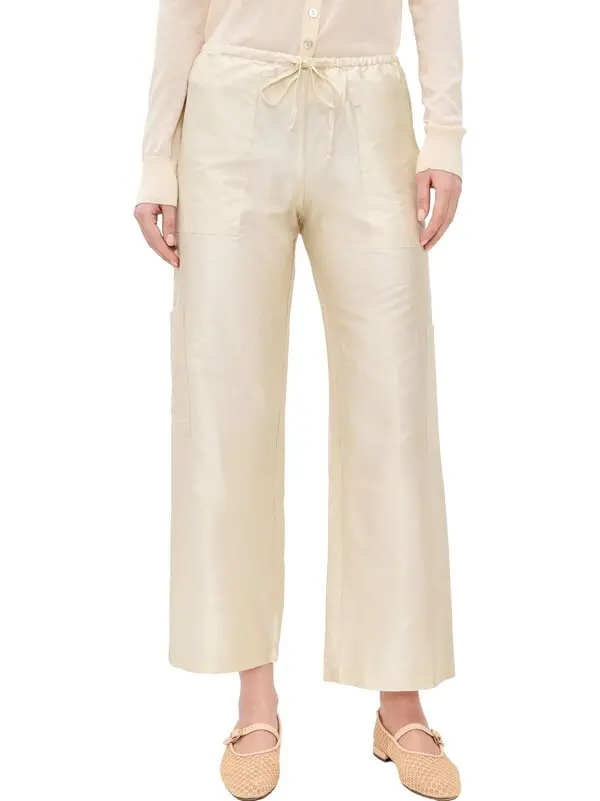 Donni. Taffeta Drawstring Cargo Pants - Creme
