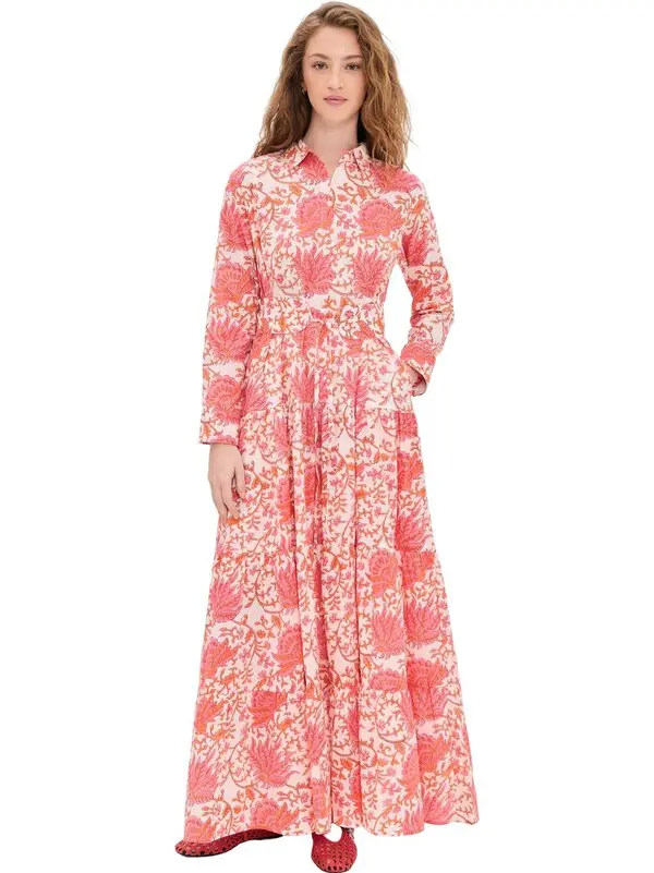 GUADALUPE DESIGN Meredith Floral Maxi Dress - Coral