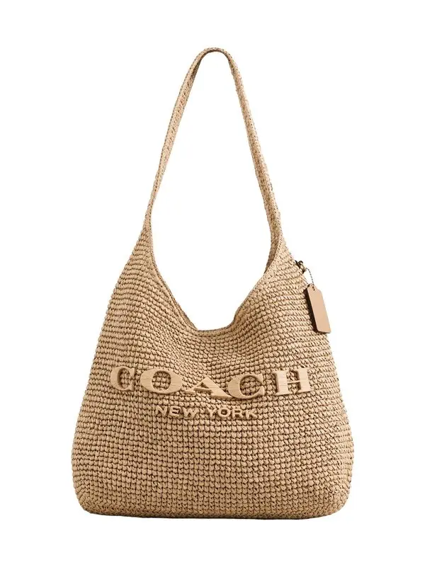 COACH Raffia Shoulder Bag - B4/natural