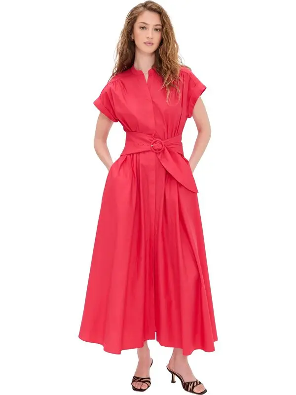Saloni Neesha Maxi Shirt Dress - Cherry Pink