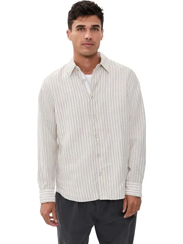 Rag & Bone Finch Long Sleeve Linen Stripe Shirt - Patus