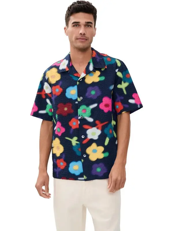 Howlin' Trippy Flowers Seersucker Printed Cocktail Shirt - Space