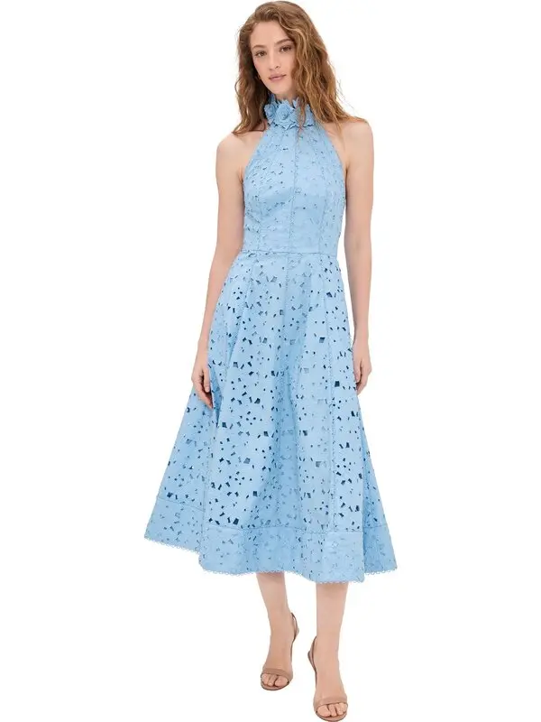 Rebecca Vallance Nuvola Halter Midi Dress - Blue