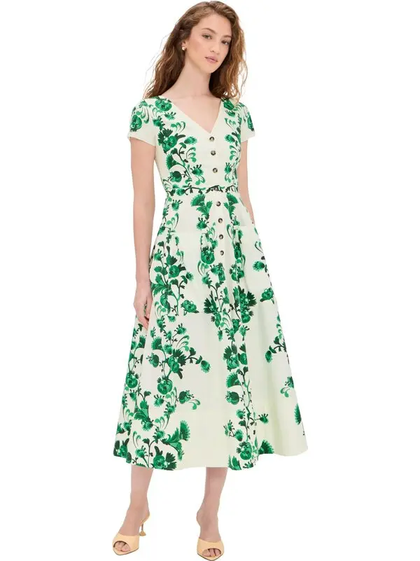 Saloni Zoey Floral Print Midi Dress - Saffier Vines Plmt