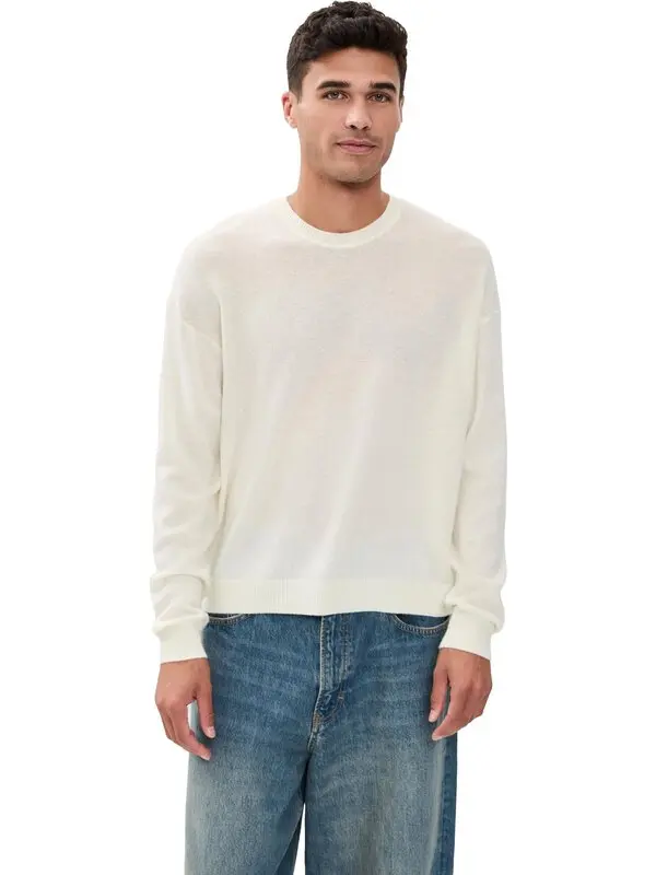 FRAME Cashmere Blend Crewneck Sweater - Off White
