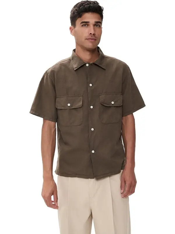 KNICKERBOCKER Cotton Linen Shirt - Mocha
