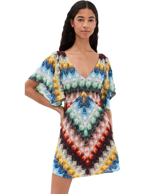 Missoni Raschel Knit Mini Dress - Multicolor On Black Base
