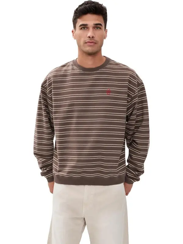 STOCKHOLM SURFBOARD CLUB Benny Striped Sweatshirt - Brown Stripe