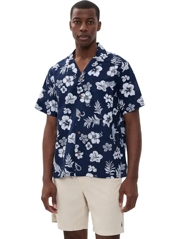 Polo Ralph Lauren Short Sleeve Seersucker Andy Camp Shirt - Jaguar Tropical