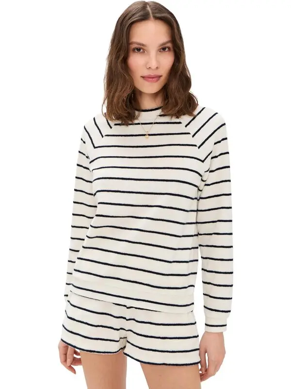 Kule The Terry Franny Pullover - Cream/navy