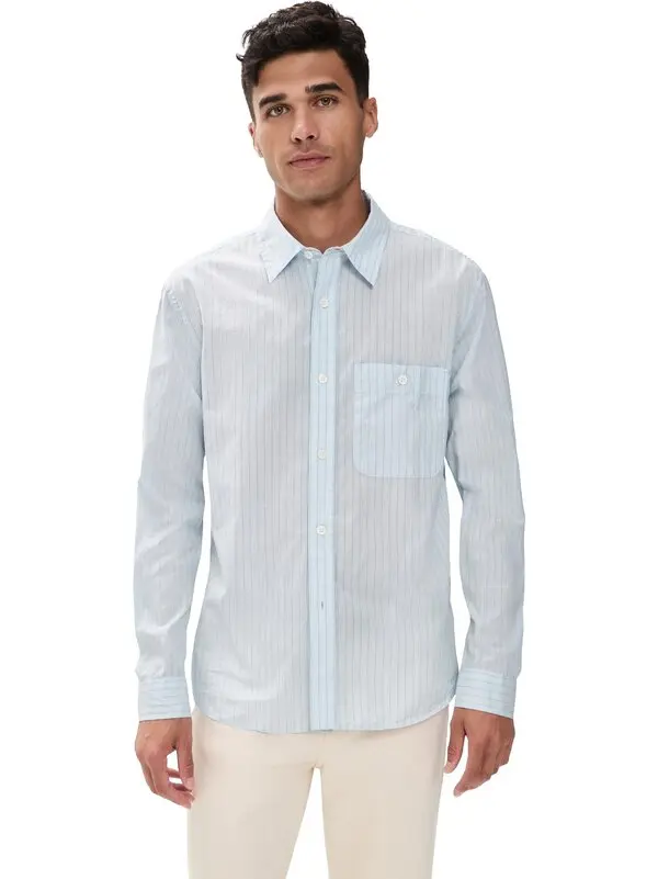 KNICKERBOCKER Jones Cotton & Silk Shirt - Light Blue Stripe