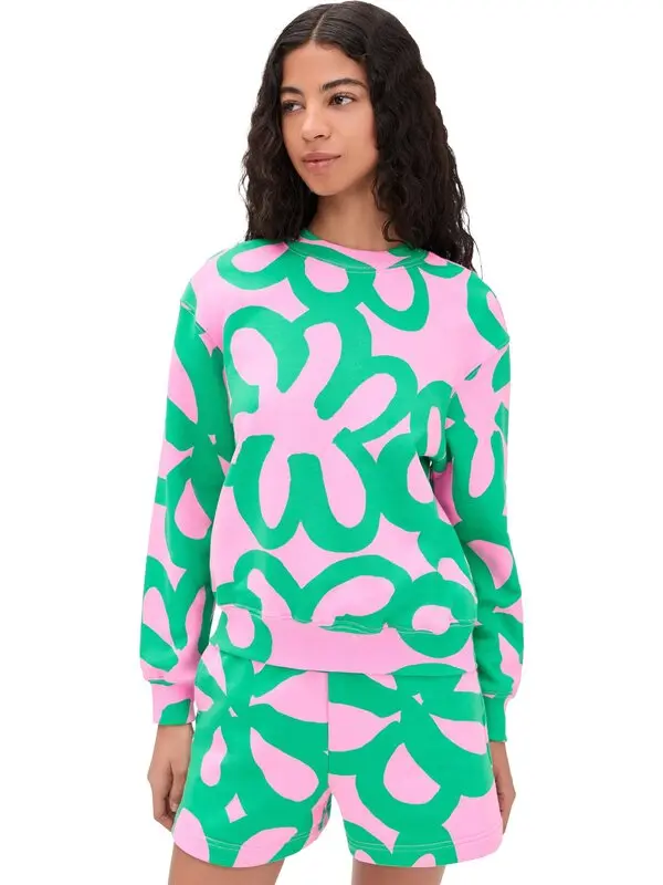Marimekko Leiot Jattikukka Kioski Sweatshirt - Light Pink/green