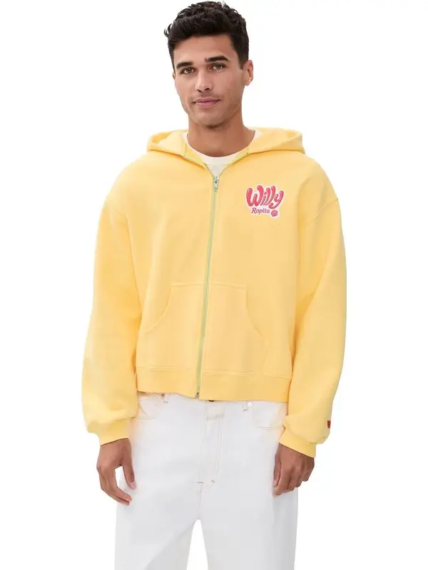 WILLY CHAVARRIA Ropita Shrunken Zip Hoodie - Butter