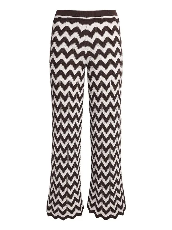 Maje Cotton Crochet Zigzag Trousers - Brown