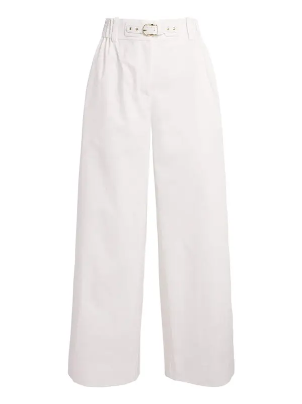 Maje Cotton Belted Trousers - White